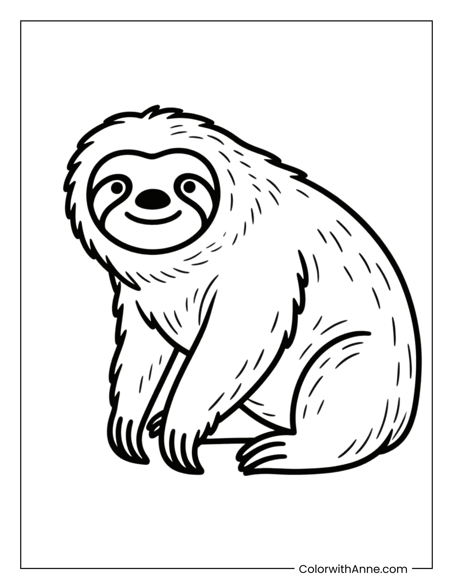 Sloth Coloring Pages (Free PDF Printables) - ColorwithAnne