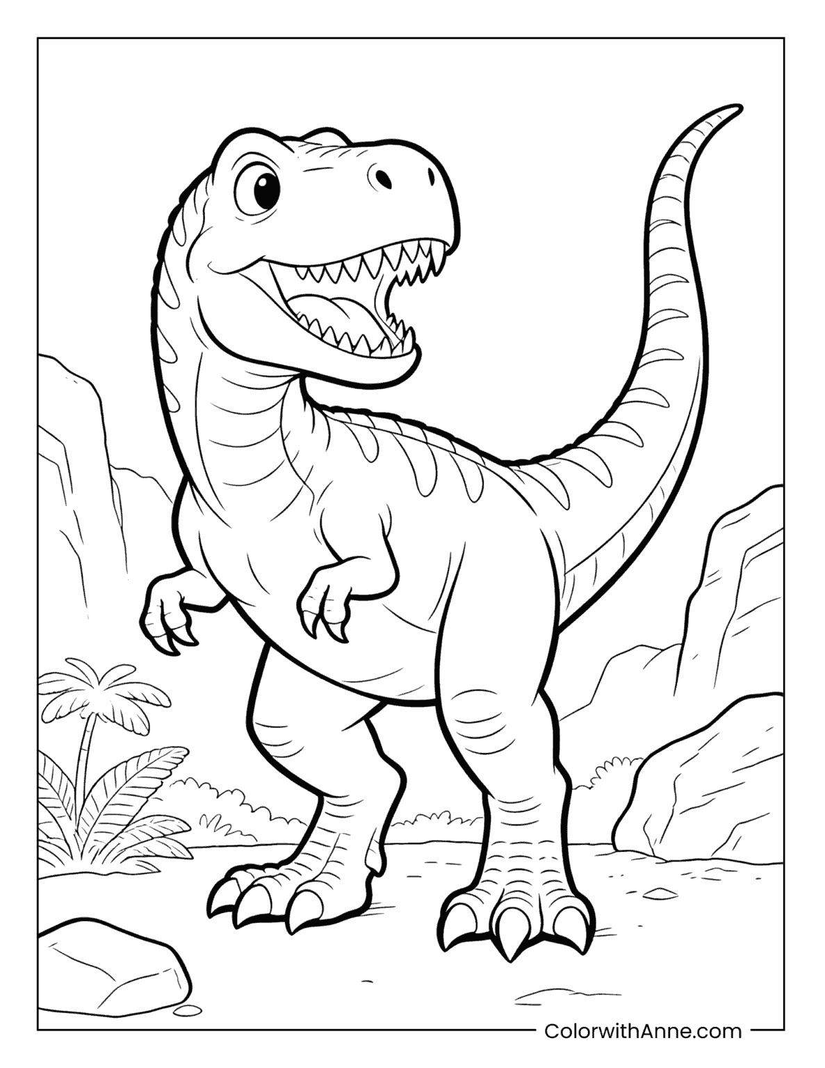 T-Rex Coloring Pages (Free PDF Printables) - ColorwithAnne