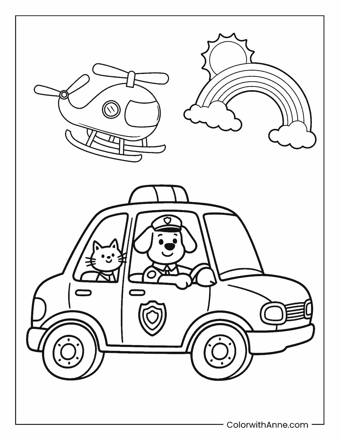 Police Car Coloring Pages (Free PDF Printables) - ColorwithAnne