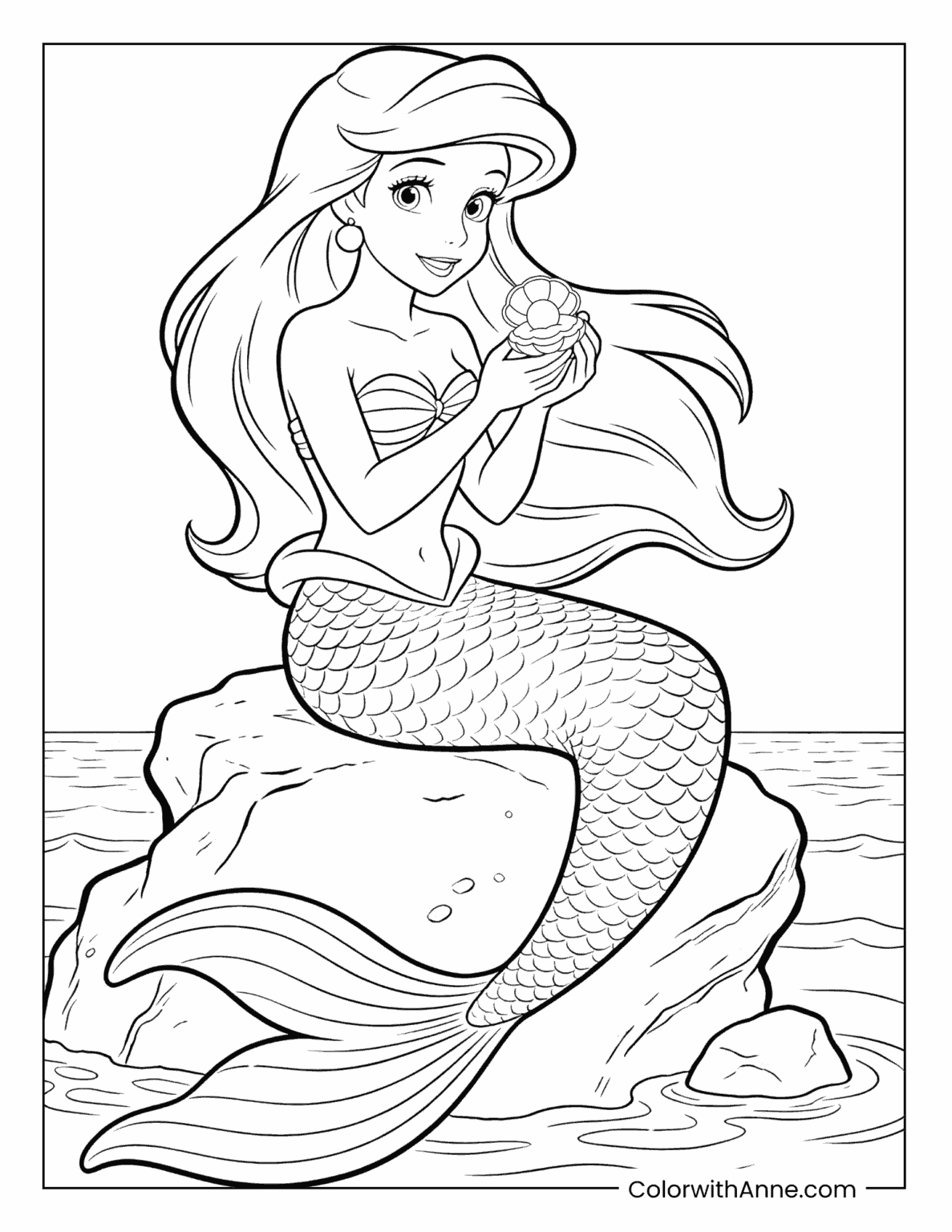 Ariel Coloring Pages (Free PDF Printables) - ColorwithAnne