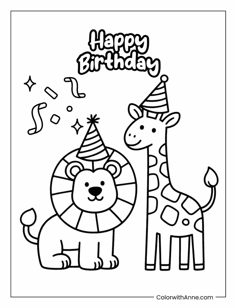 Happy Birthday Coloring Pages (Free PDF Printables)