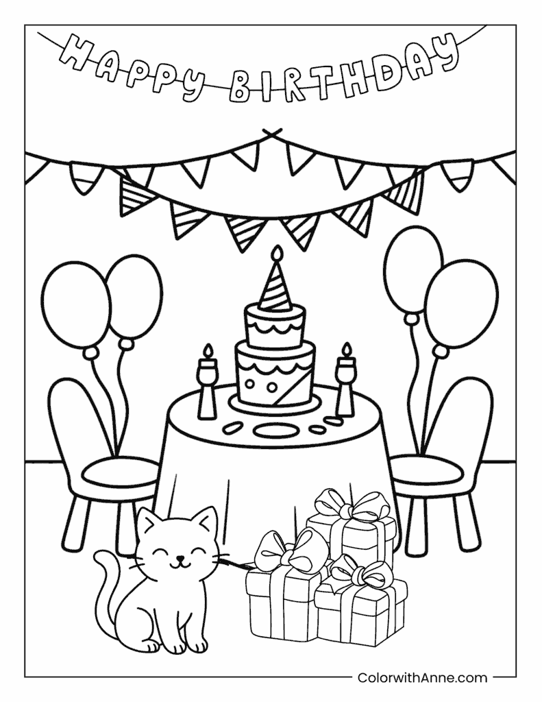 Happy Birthday Coloring Pages (Free PDF Printables)
