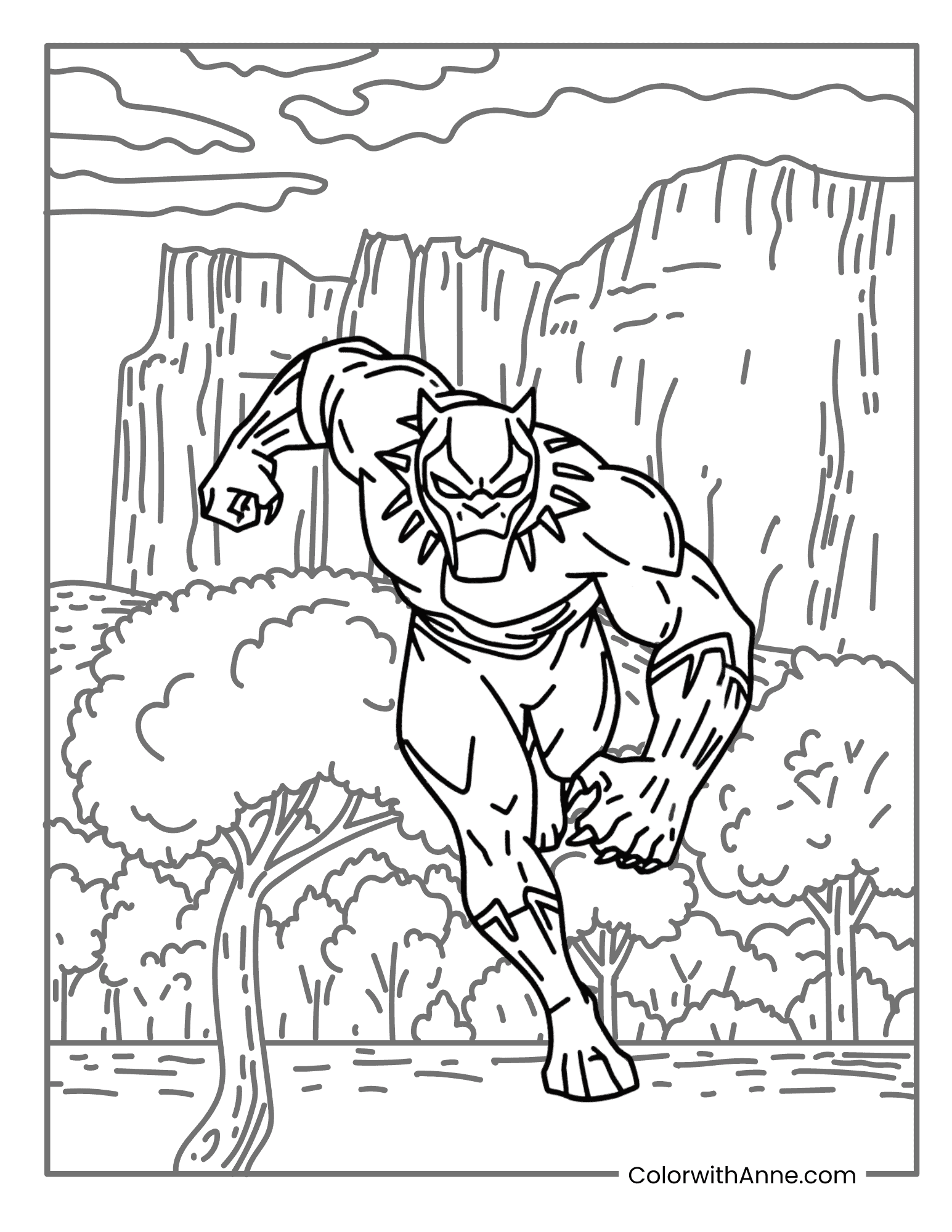 Black Panther Coloring Pages (Free PDF Printables) - ColorwithAnne