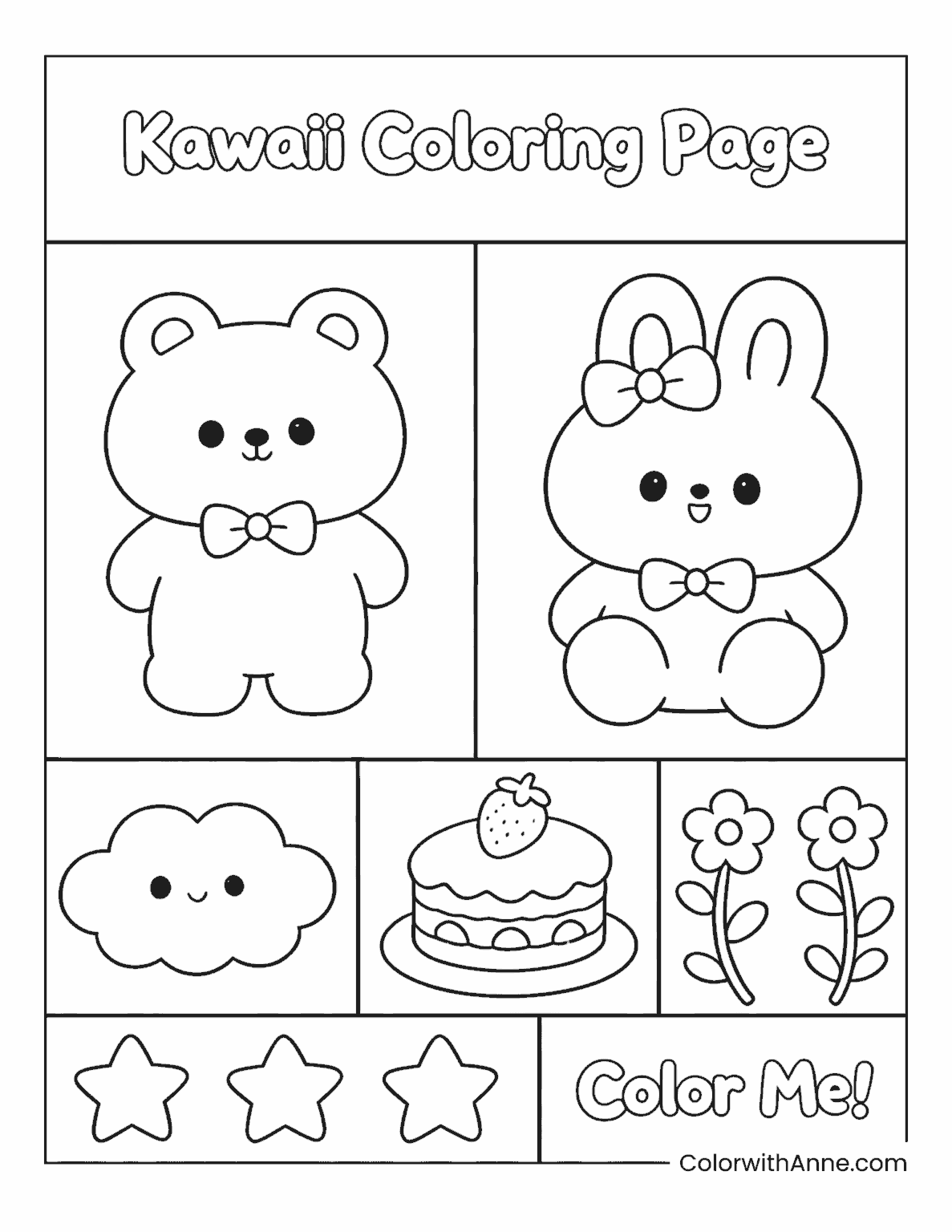 Kawaii Coloring Pages (Free PDF Printables)