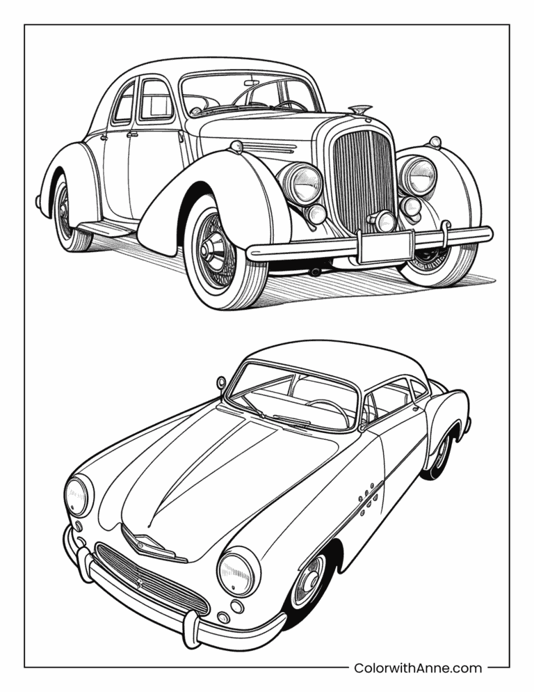 18 Car Coloring Pages (Free PDF Printables)