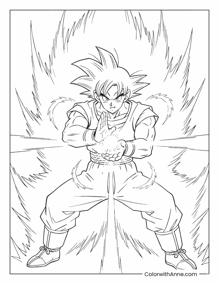 Goku Coloring Pages (Free PDF Printables) - ColorwithAnne
