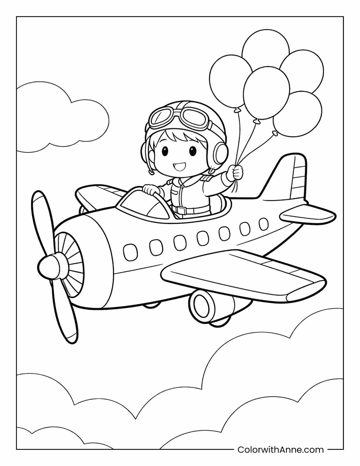 Airplane Coloring Pages (Free PDF Printables) - ColorwithAnne