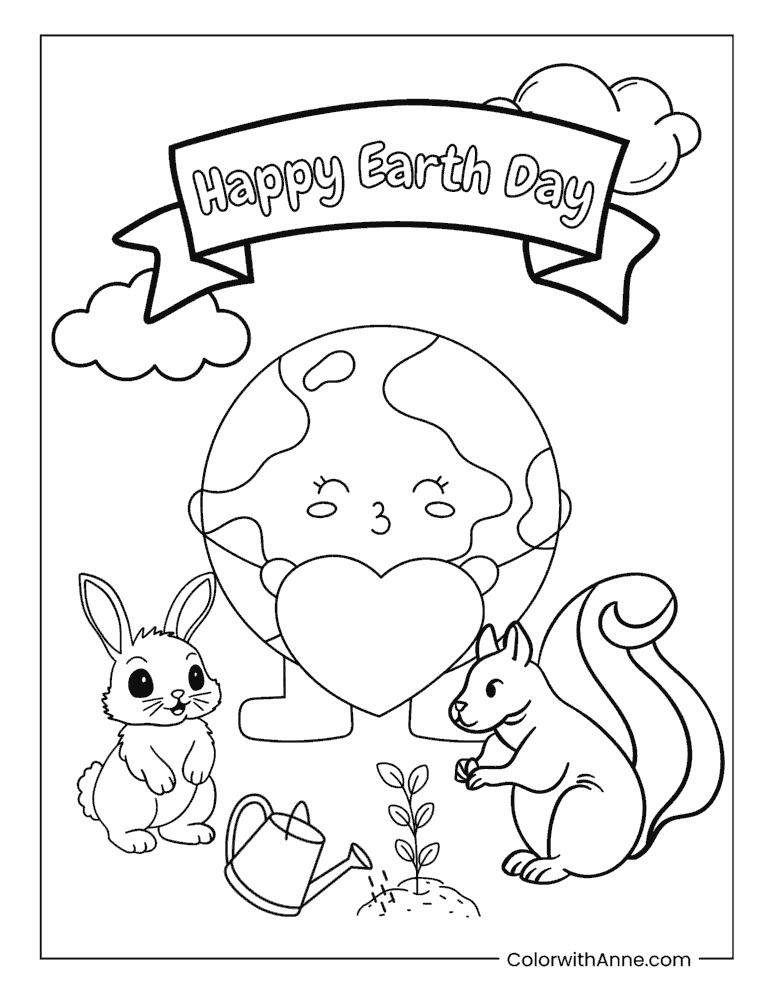 Earth Day Coloring Pages (Free PDF Printables) - ColorwithAnne