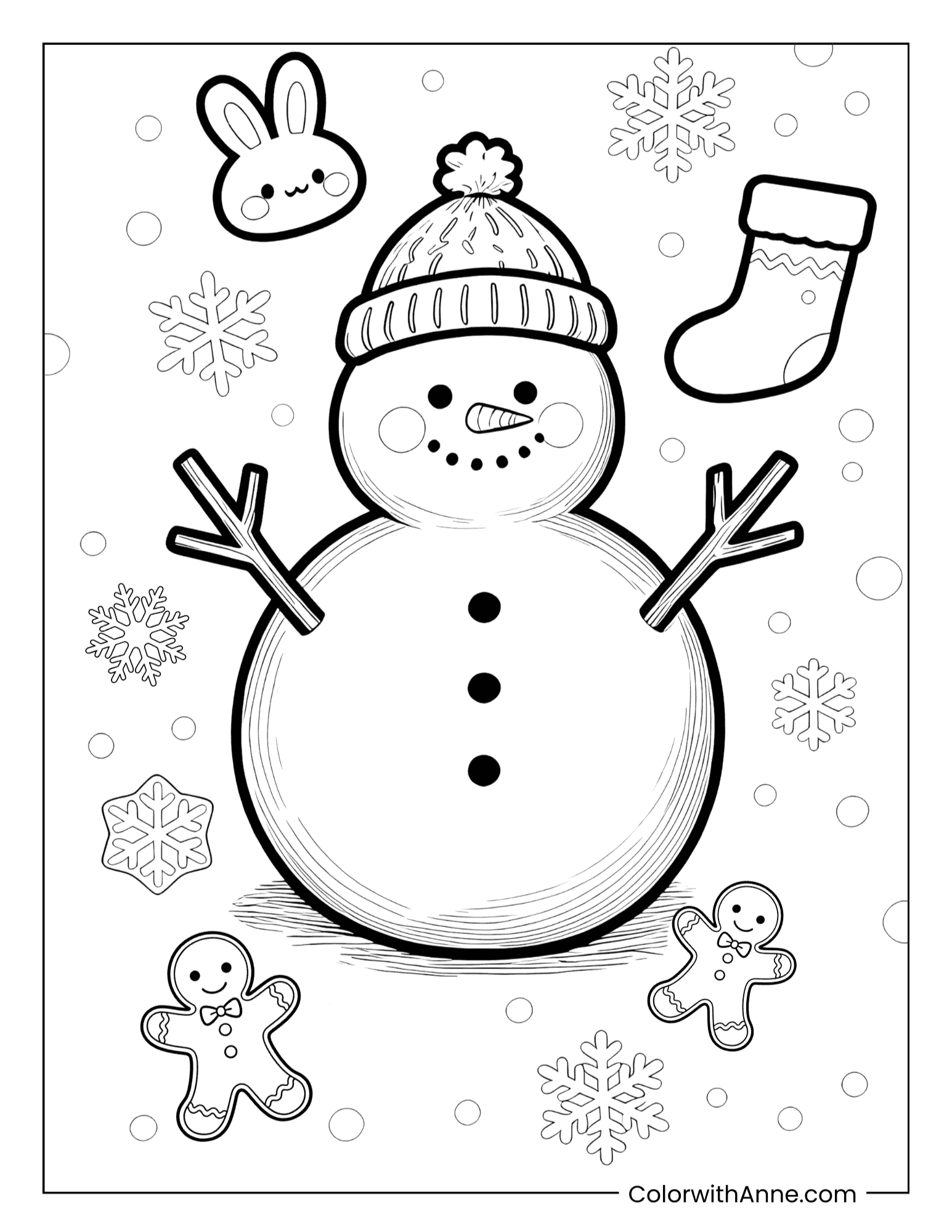 Snowman Coloring Pages (Free PDF Printables) - ColorwithAnne