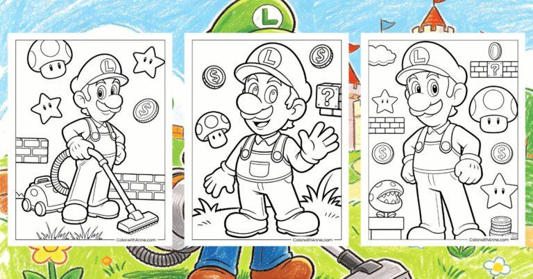 Luigi Coloring Pages (Free PDF Printables) - ColorwithAnne