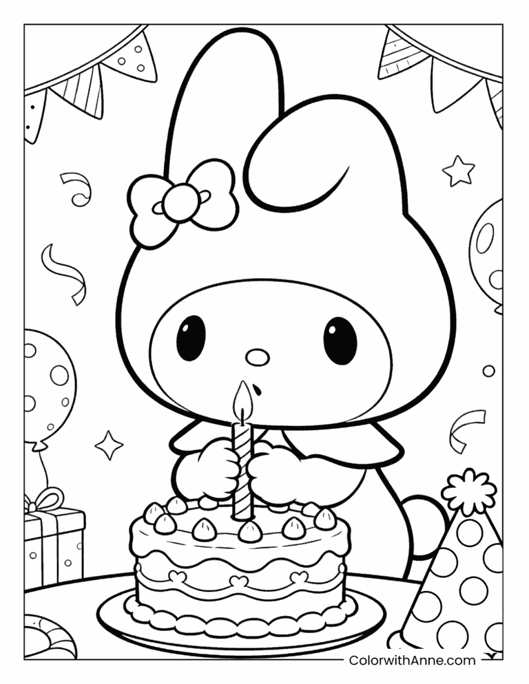 My Melody Coloring Pages (Free PDF Printables) - ColorwithAnne
