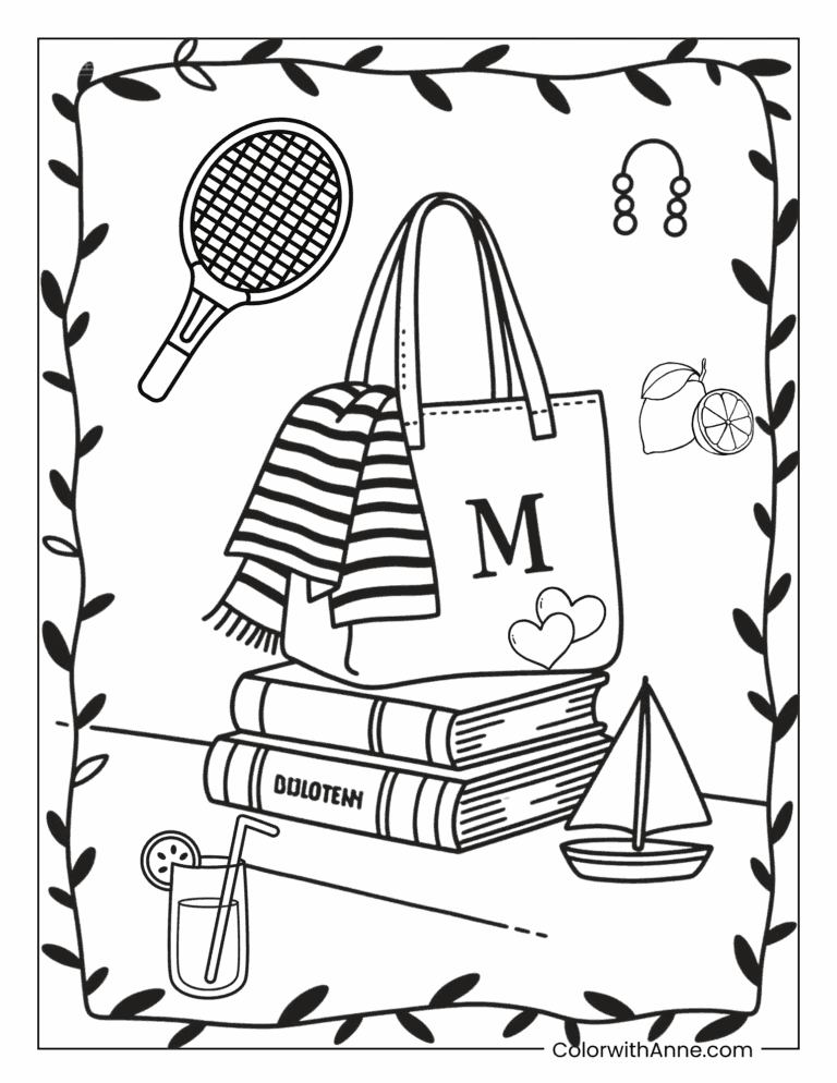 Preppy Coloring Pages (Free PDF Printables) - ColorwithAnne