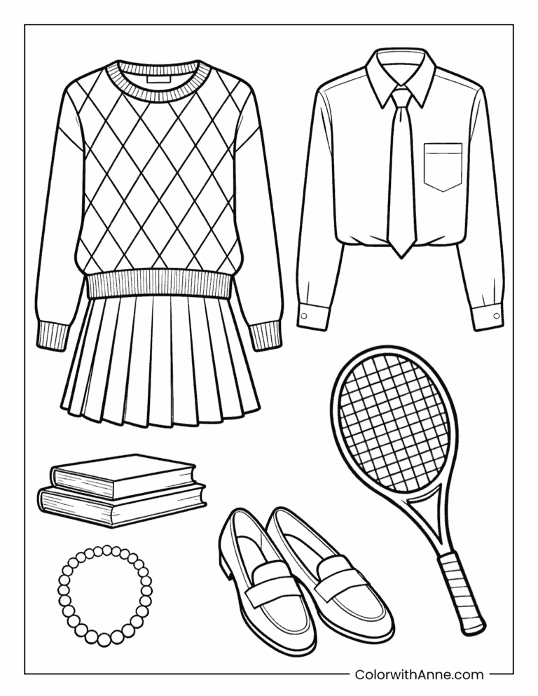 Preppy Coloring Pages (Free PDF Printables) - ColorwithAnne