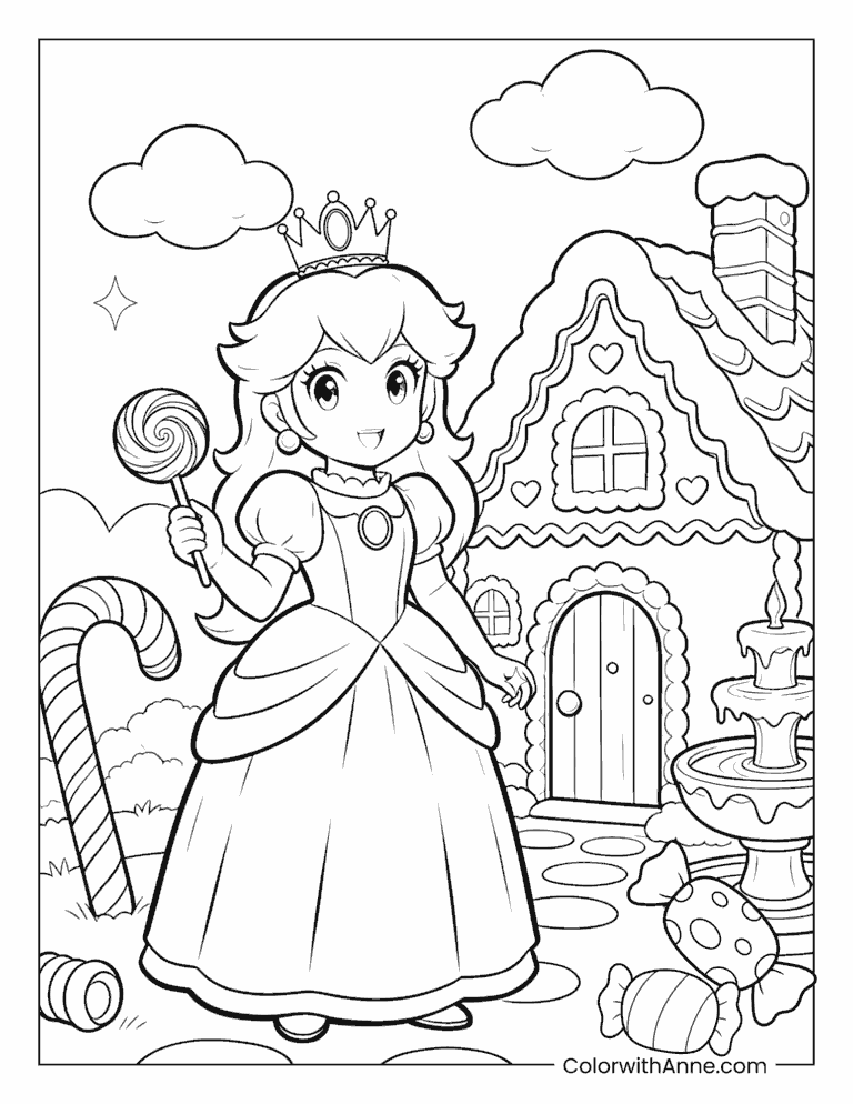 Princess Peach Coloring Pages (Free PDF Printables)