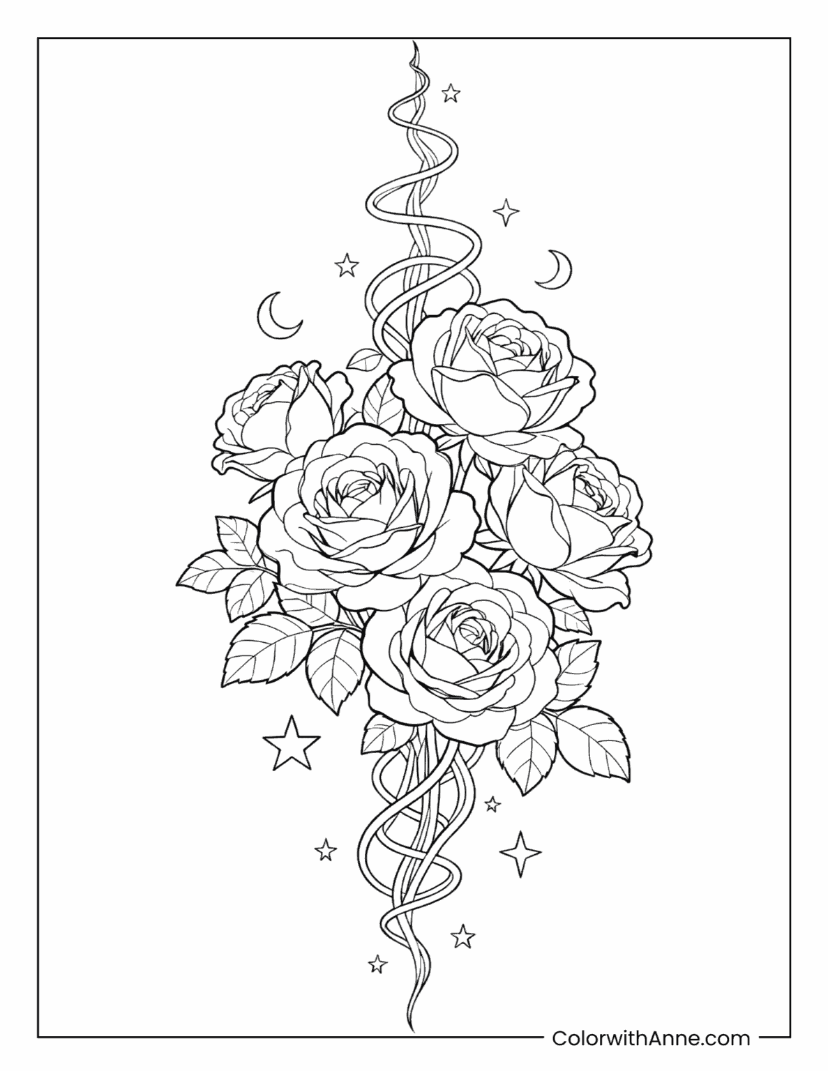 Rose Coloring Pages (Free PDF Printables) - ColorwithAnne