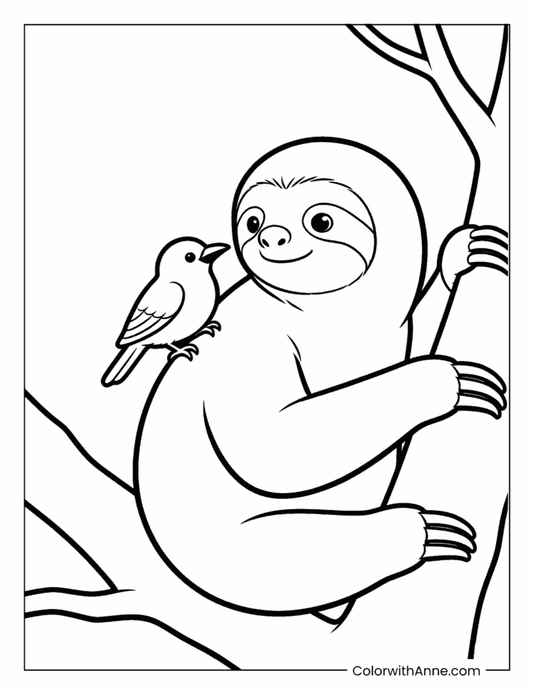 Sloth Coloring Pages (Free PDF Printables) - ColorwithAnne