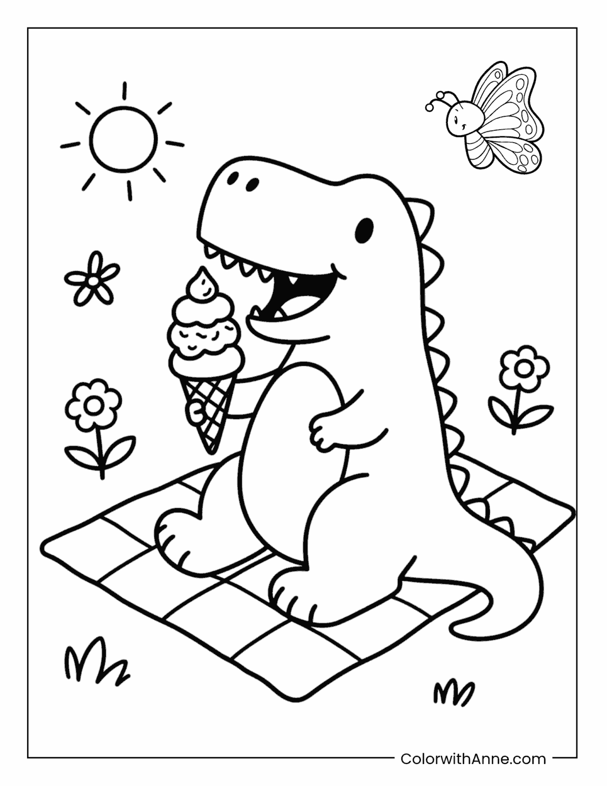T-Rex Coloring Pages (Free PDF Printables) - ColorwithAnne