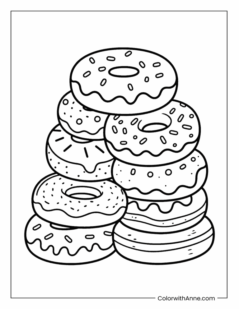 20 Donut Coloring Pages (Free PDF Printables)