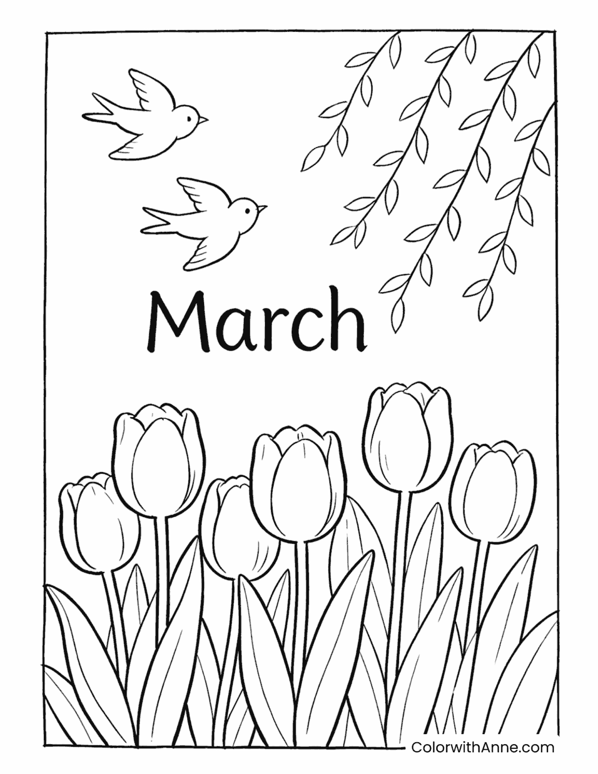 March Coloring Pages (Free PDF Printables) - ColorwithAnne